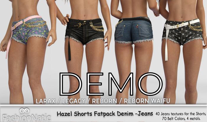 Second Life Marketplace - Demo Shorts Hazel Fatpack Colors - Reborn, Waifu, Legacy, LaraX ...